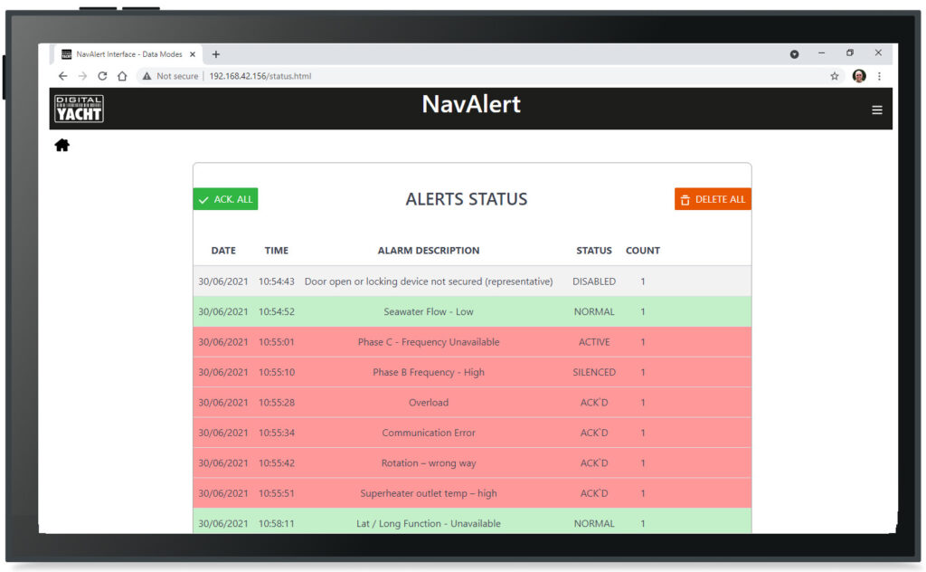 NavAlert - NMEA 2000 Alarms & Monitor Solution - Digital Yacht